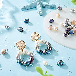 Beadthoven 100pcs Natural Freshwater Pearl Beads 6-8mm Mix Irregular Nuggets Pearl Beads Oval Rice Loose Pearls for DIY Bracelet Necklace Jewelry Making Beading Crafts Supplies Hole 0.5-0.7mm