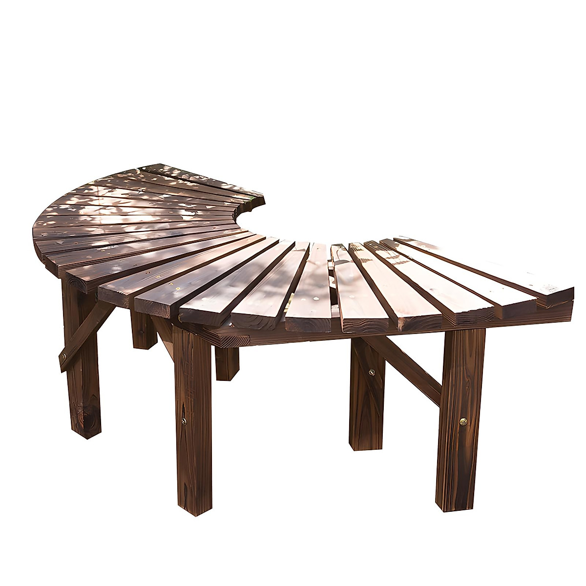 SQXLXDD Wrap Around Tree Bench, Outdoor Wooden Curved Benches Park Tree Chair, Semicircular Frame Tree Backrest Seat Wood Furniture for Garden Patio Porch Lawn Backyard (Carbonized Color)