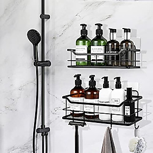 steauty Shower Caddy,3-Pack Bathroom Organizer, Unique Mesh Bottom Design of Shower Shelves, 2 Install Methods（Self Adhesive & Screw）,Black Shower Shelf for Inside Shower