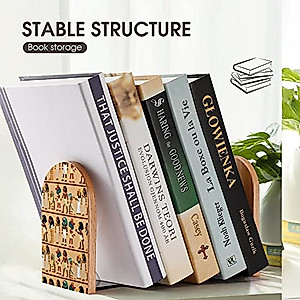 Egypt Pharaoh Pattern Wood Book Ends for Shelves Non-Skid Bookend Book Stand Book Holder Stopper for Home Office School