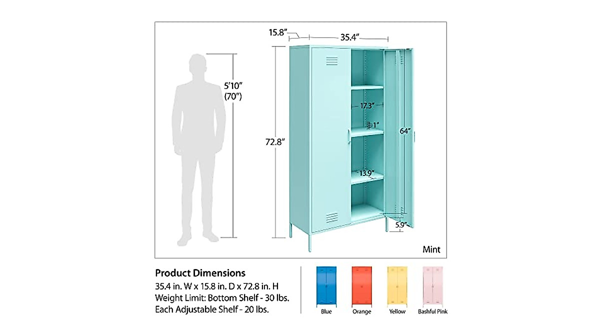 Stylish Novogratz Cache Tall 2 Door Metal Locker Cabinet
