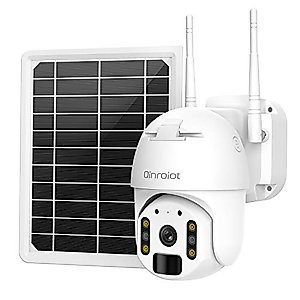 Qinroiot Solar Security Camera Outdoor,26000mAh Rechargeable Battery with WiFi/AP Mode Motion Detection Wireless 360°PTZ Camera,1080P Color Night Vision 2-Way Audio,IP66, Spotlight, Cloud/SD