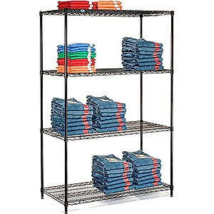 Nexel 18" x 42" x 74", 4 Tier Adjustable Wire Shelving Unit, NSF Listed Commercial Storage Rack, Black Epoxy Finish, leveling feet