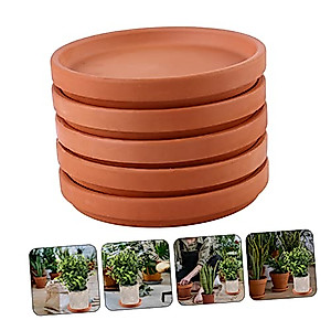MARMERDO 5pcs Terracotta Planter Tray Potted Plants Bonsai Tray Serving Tray Round Classic Round Planter Saucer Plant Saucers for Indoors Plant Coasters Ceramic Terracotta Flower Pot Plate