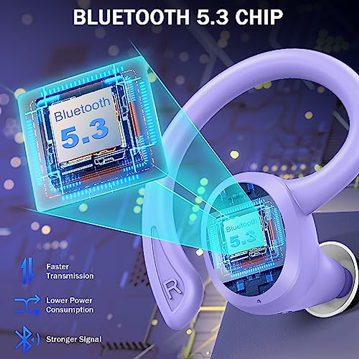 Wireless Earbuds Bluetooth 5.3 Headphones Sport, Bluetooth Earbuds Immersive HiFi Stereo Over Ear Buds, 48Hrs Earphones in Ear with Earhooks, HD Mic, IP7 Waterproof Headset for Workout Running [2023]