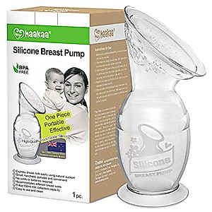 haakaa Manual Breast Pump with Suction Base Breastfeeding Essential, BPA Free, 5oz/150ml
