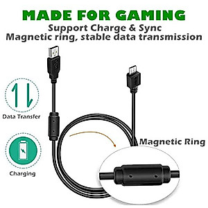 2 Pack 10ft PS4 Controller Charging Cable, Play and Charger Data Sync Cord for Sony Playstation 4/ PS4 Pro/ PS4 Slim/ PS4 Controllers, Microsoft Xbox One X/One S/One Elite/One Controllers (Black)