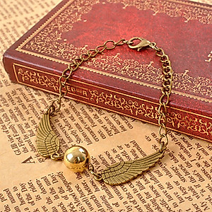 MINGFU Retro gold snitch bracelet is a lovely friendship bracelet for Harry Potter fans Vintage bronze 2.18INx2.18IN