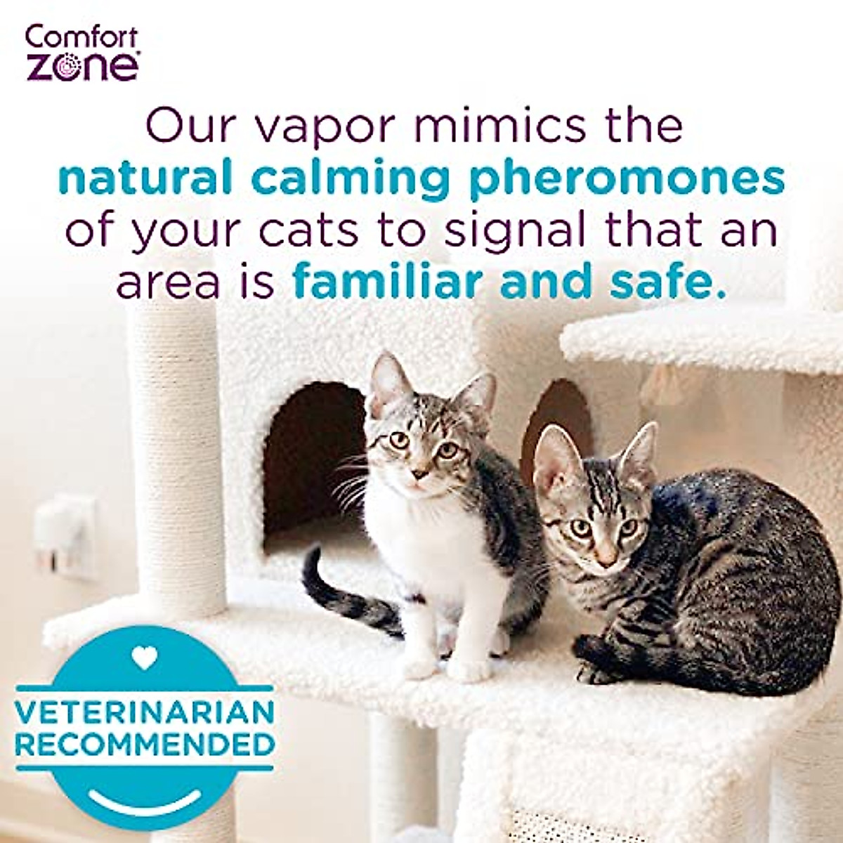 Comfort Zone Multi Cat Calming Diffuser Starter Kit: 1 Diffuser & 2 Refills; Pheromones to Reduce Cat Fighting, Spraying & Scratching