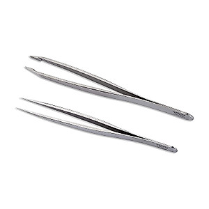 Regine Switzerland Slant Tweezer Professional Eyebrow, Facial & Hair Remover Etched Interior Tip and Splinter Tweezer Precision Pointed Tweezer for Ingrown Hair, Splinter and Glass Removal