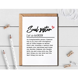 EruditeGifts Soul Sister Definition Card - Birthday Gift Soul Sister - Funny Sibling Card - Best Friend Birthday Card - Sister Card