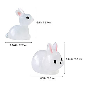 Didiseaon 20pcs Mini Luminous Rabbit Miniature Garden Statue Tiny Easter Bunny Figurines Glow in Dark Resin Fairy Gardens Accessories for Micro Landscape Cake Decoration