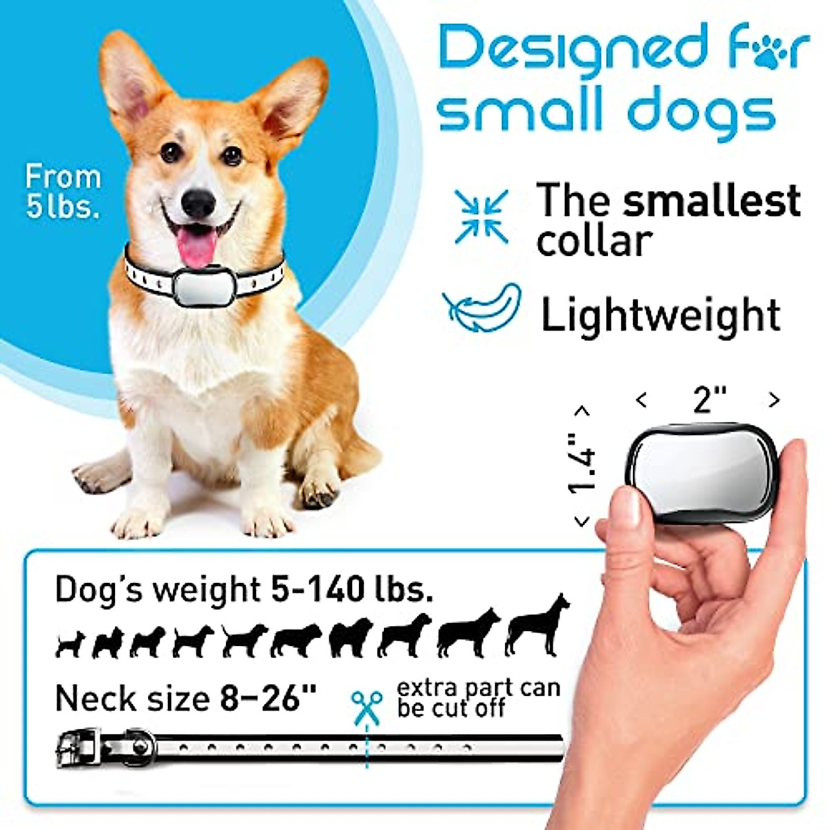 Extra Small Size Dog Training Collar with Remote for Small Dogs 5-15lbs and Puppies with Shock - Waterproof & 1000 Ft Range