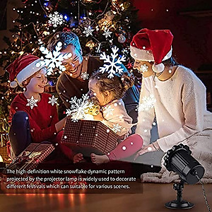 MOSOY Christmas Snowflake Projector Lights, Snowfall Projector LED Lamp Outdoor, Rotating White Snow Decoration Spotlights, IP65 Waterproof Night Light, for Christmas, Halloween,Wedding, Party