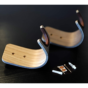 Belfi Design Plywood Guitar Wall Mount Holder with pick slot on top, Modern and unique Guitar Hanger for Bass Acoustic Electric Guitars Ukulele Folk Violin Mandolin Banjo skateboard Stand