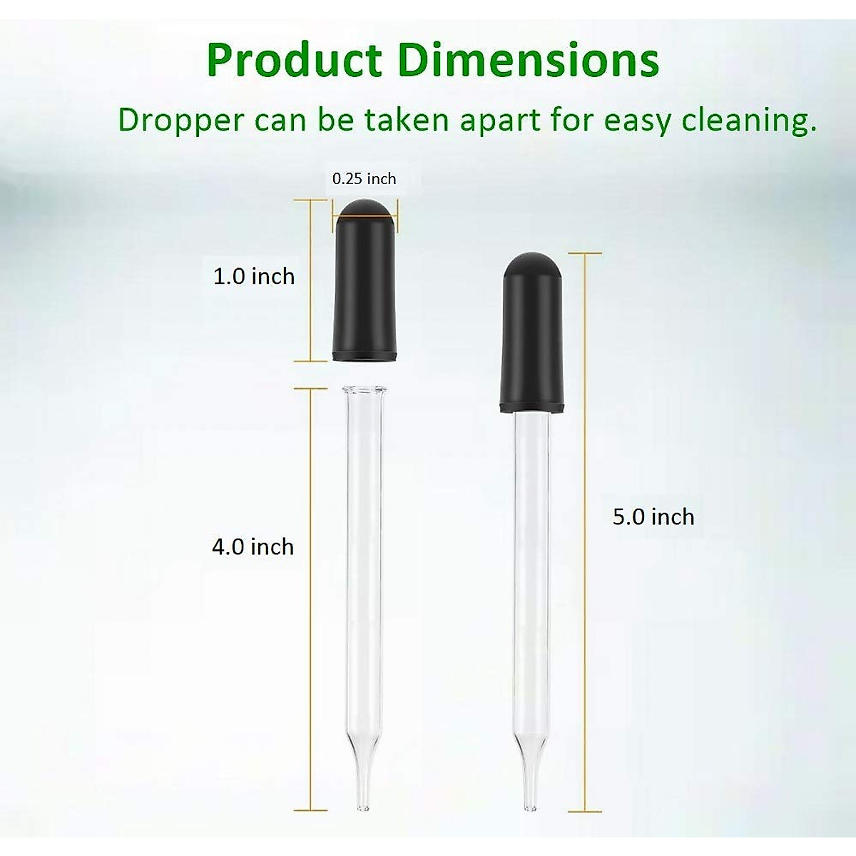 Set of 6 pcs Glass Pipette Pipet Medicine Eye Liquid Droppers 3" Straight + 4" Straight