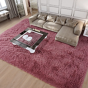 Merelax Soft Modern Indoor Large Shaggy Rug for Livingroom Bedroom Dorm Kids Room Home Decorative, Non-Slip Plush Fluffy Furry Fur Area Rugs Comfy Nursery Accent Floor Carpet 8x10 Feet, Blush
