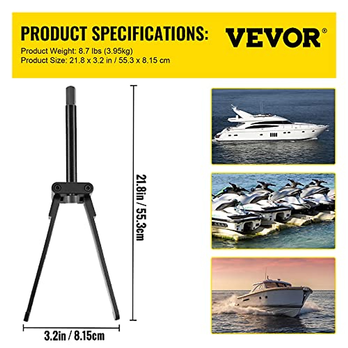 VEVOR Lower Bearing Carrier Puller, Compatible with Yamaha, Johnson, Evinrude, Honda, Mercury, Robust Steel Marine Lower Bearing Puller with Adjustable Arms, Works for Lower Carrier Bearing Removing , Black