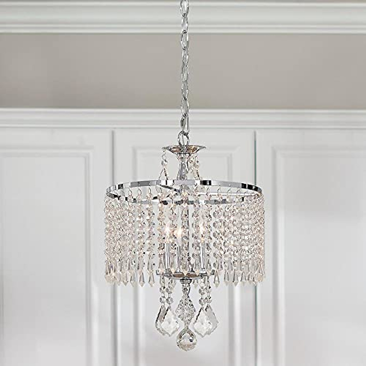 Home Decorators Collection HD-1144-I 3-Light Polished Chrome Mini-Chandelier with K9 Hanging Crystals