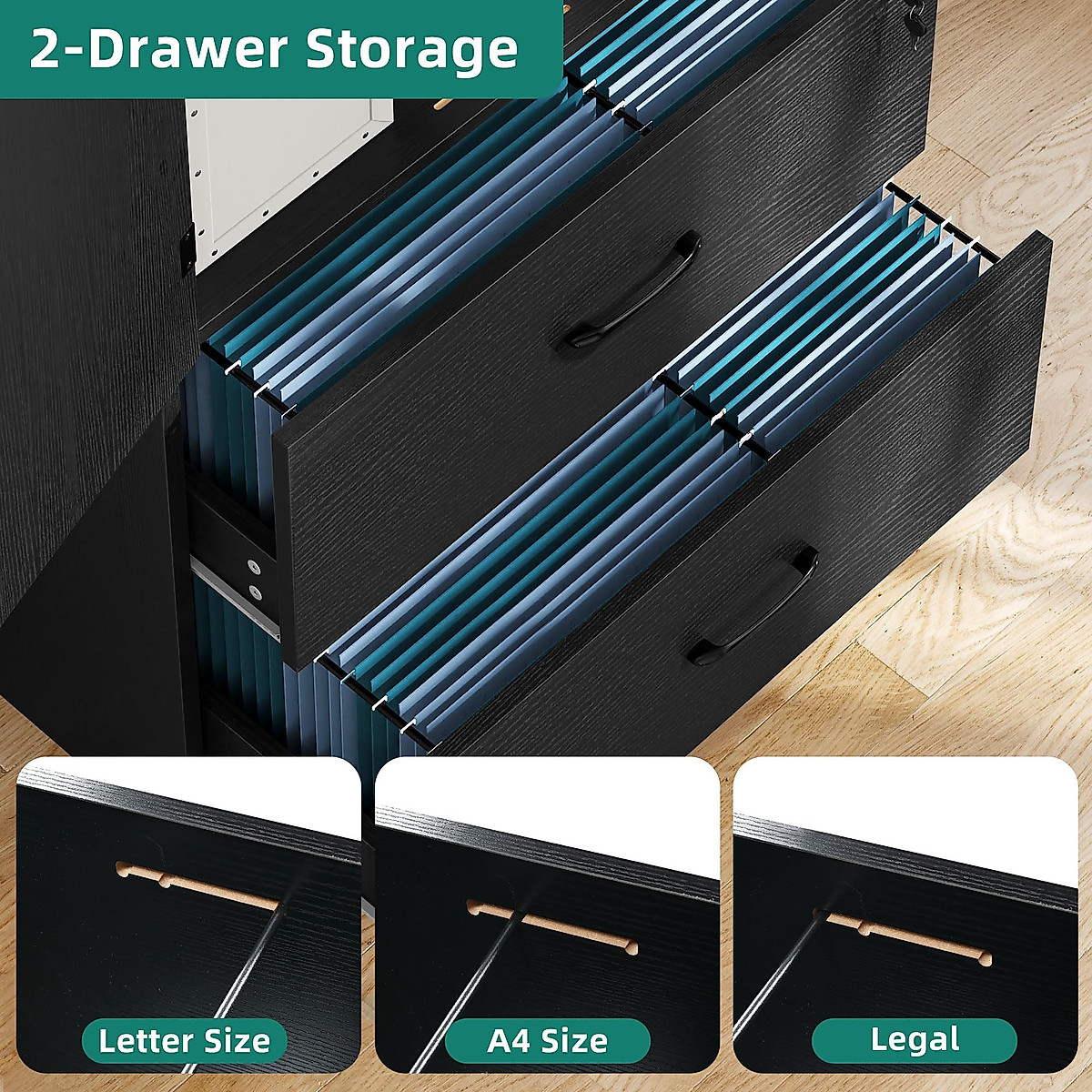 YITAHOME Wood File Cabinets, Heavy Duty Garage Tool Cabinets with Doors & Adjustable Shelves, Big Storage Filing Lockers for Home Office, Living Room, Pantry, Gym, Basement, Warehouse, Black