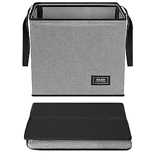 SOLEDI Collapsible Laundry Baskets, 2-Pack 50L (13 Gal) Collapsible Laundry Tote with Extended Easy Carry Handle, Sturdy Iron Wire Frame, Freestanding Clothes Basket for Bathroom, Bedroom, Dorm. Grey