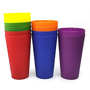 KX-WARE 32-ounce Plastic Tumblers Large Drinking Glasses, Set of 12 Multicolor - Unbreakable, Dishwasher Safe, BPA Free