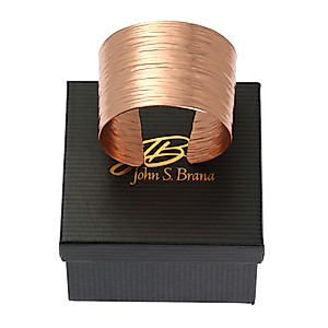 John S. Brana Copper Bark Cuff Bracelet Handmade Jewelry - 100% Uncoated Solid Copper (6.5 Inches)