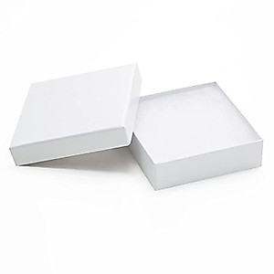 Magicool 40 Pack 3.5x3.5x1 Inch Cardboard Jewelry Boxes,Used for Necklaces,Bracelets,Earrings,Jewelry,Small Gift Packaging,Jewelry Gift Boxes with Lids and Filled with Cotton(White)