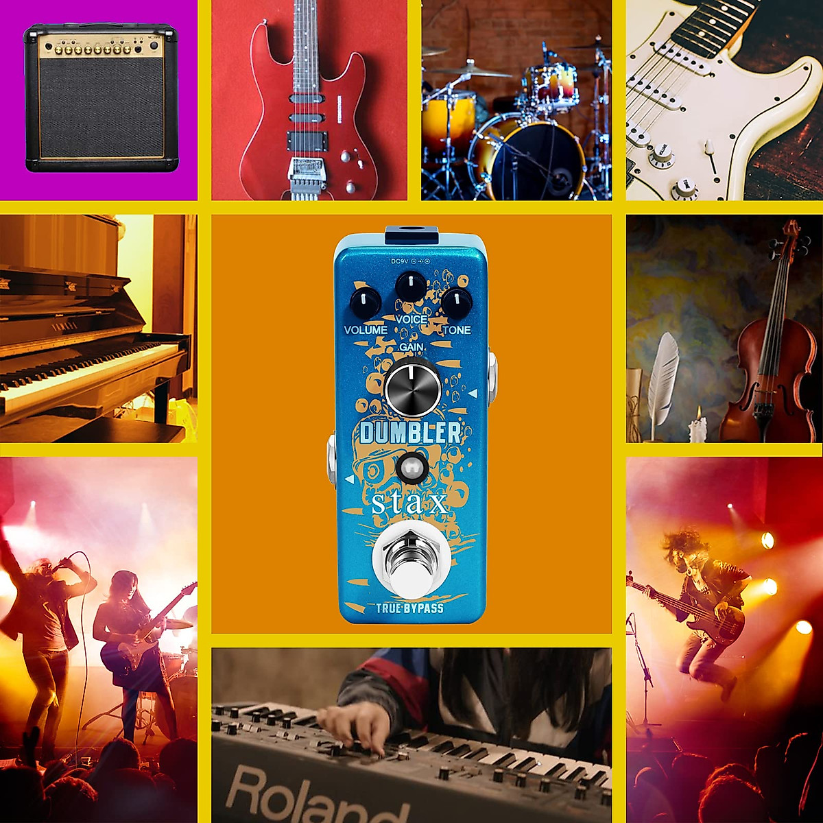 Stax Dumbler Guitar Pedal Analog Dumbler Overdrive Guitar Effect Pedals for Electric Guitar with Medium Low Distortion Mini Size True Bypass