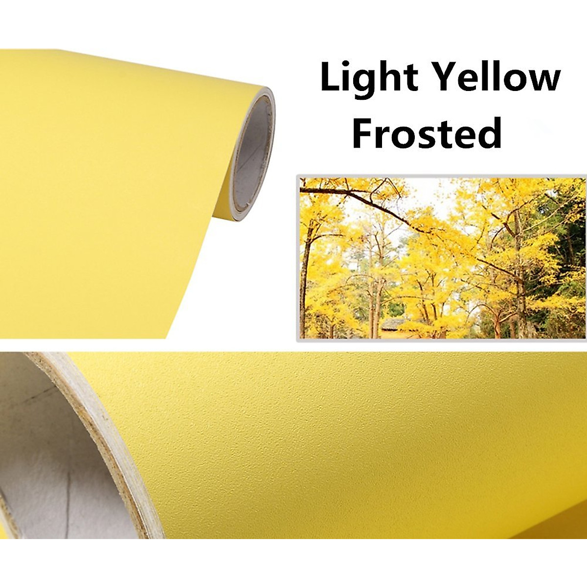 Yija Solid Color Frosted Waterproof Wallpaper Shelf Drawer Liner Self-Adhesive Cabinet Sticker 15.6 Inch by 98 Inch (Light Yellow)