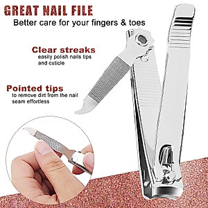 Nail Clippers, Toenail Clippers, Fingernail Clipper Cutters, Stainless Steel Toe Nail Clippers with Sharp Curved Blades and File, Nail Clippers for Men Women Kids(Large & Small)