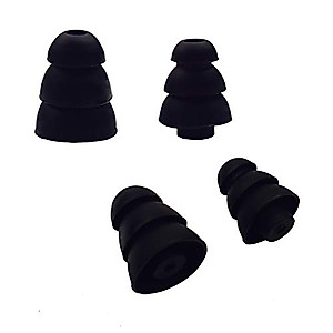 Motanar Triple Flange Replacement Eartips, Soft Noise-Isolation Silicone Ear Tips with 2mm Connector for Etymotic Shure Klipsch Westone, in Ear Canal, S/L Size Included, 6 Pairs (Black)
