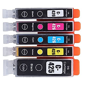 Inkjet Cartridge Replacement ABS Housing Ink Cartridge Accessories Multi Colors for PIXMA Hospital School Government (BK BK C M Y 5 Colors)