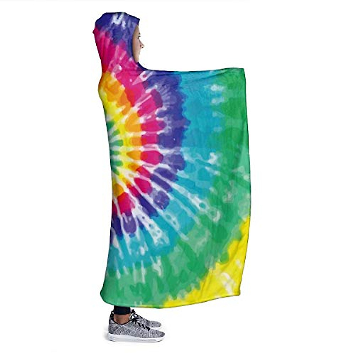 Tie Dye Hoodie Blanket Wearable Throw Blankets for Couch Blanket Hooded for Baby Kids Men Women