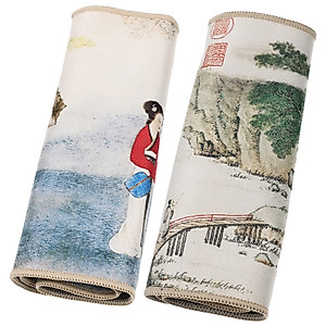 Kichvoe 2pcs Chinese Style Kitchen Tea Towels Chinoiserie Dish Towels Kitchen Bar Towels Large Plate Cloth Gongfu Tea Tray Mat Kung Fu Tea Accessory Set (Style 2)