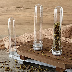 60 Pack 45 ml Plastic Test Tubes with Caps, Candy Tube Containers 140x25mm, Clear Test Tubes for Candy, Plastic Test Tube Container for Scientific Experiments, Party Favors, Bath Salts, Storage Tube