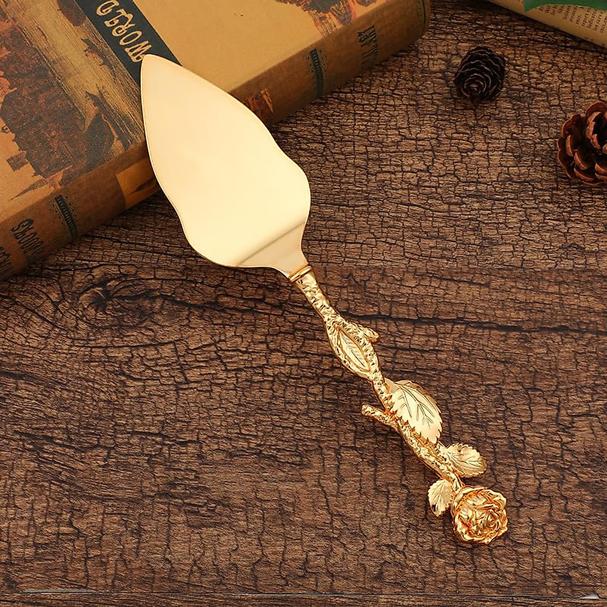X Hot Popcorn Cake Cutting Set for Wedding Cake Knife and Server Set Cake Cutter Gold Cake Cutting Set for Wedding Birthday Party Kitchen Cutting Serving Desserts