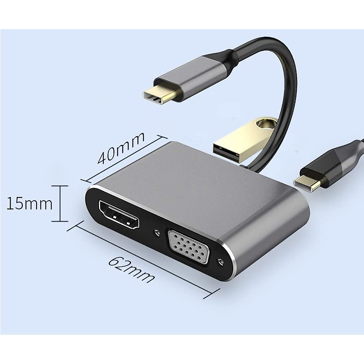 BRASSU Type-c Four-in-one Docking Station usbc (Size : Silver)