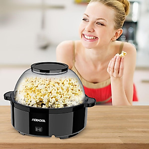 2 Black Popcorn Popper Machine, 16 Cups Electric Popcorn Maker With Nonstick Plate, Stirring Rod, Serving Bowl Lid And Two Measuring Spoons, Quick Heating, Electric Hot Oil Popcorn Popper