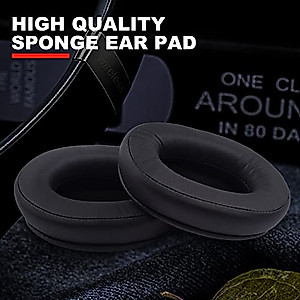 Replacement Ear Pads Cushions, Earpads Compatible with Audio-Technica ATH-SR9 ATH-DSR9BT ATH-DSR7BT Headphones Earpads with Soft Protein Leather (Black)