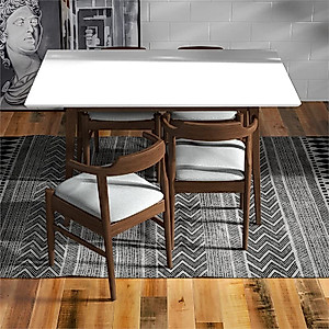 Allora 47" Mid-Century Modern Universal Top Rectangle Modern Wood Dining Table for Kitchen, Dining Room in Walnut and White