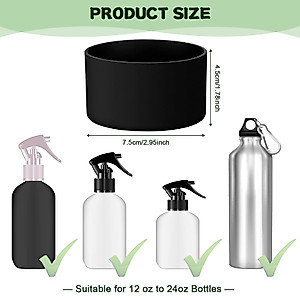 Honeydak 3 Pieces Silicone Sleeve Bottom Base Accessories for 16 oz Spray Bottles Anti Slip Cosmetic Spray Bottom Cover Washable Rubber Bottom Base for 12 to 24 oz Water Bottles (Grey, Black, White)