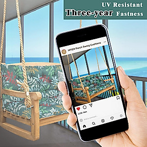 HIYEN Porch Swing Cushions 3 Seater Replacement, Waterproof Bench Cushions for Outdoor Furniture with Backrest, 4" Thickened Patio Swing Cushion with Ties (Flower, 47 * 40 inch)