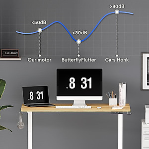 FLEXISPOT EN1 One-Piece Standing Desk 40 x 24 Inches Height Adjustable Desk Electric Sit Stand Up Desk Home Office Desks Computer Workstation (White Frame + Maple Desktop)