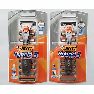 BIC Hybrid 3 Comfort Men's Disposable Razor, 1 Handle 6 Cartridges (2 Pack)