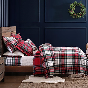 Levtex Home - Spencer Plaid Duvet Cover Set - King Duvet Cover + Two King Pillow Cases - Tartan Plaid - Red, Green, White, Blue, Gold - Duvet Cover (106 x 94in.) and Pillow Case (36 x 20in.) - Cotton