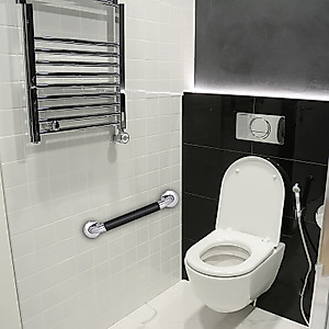 Funland 2 Pack 12 Inch Shower Grab Bar with Anti-Slip Rubber Grip, Stainless Steel Grab Bars Handles for Elderly, Bath Grab Bar, Handicap Grab Bars, Bathroom Balance Senior Assist Handle, Black