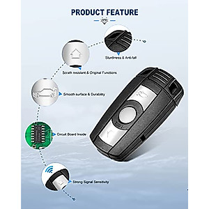 ECCPP KR55WK49123 Uncut 3 Buttons Ignition Key Fob Replacement for B MW 128i 135i 325i 328i 335i 525i 528i 530i 535i 550i 650i M5 M6 X5 X6 KR55WK49123