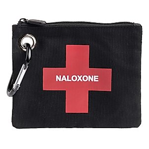 W WILKEN Canvas Bag with Zipper Pouch for Naloxone Nasal Spray and Naloxone Opioid Overdose Kits - Holds Two Naloxone Nasal Spray and Accessories. Naloxone Nasal Spray Not Included (Black, 1 Unit)