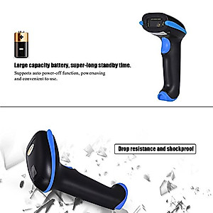 WoneNice Barcode Scanner Wireless 2-in-1 (2.4Ghz Wireless+USB 2.0 Wired) Handheld Bar Code Scanner Reader with USB Receiver for Store, Supermarket, Warehouse